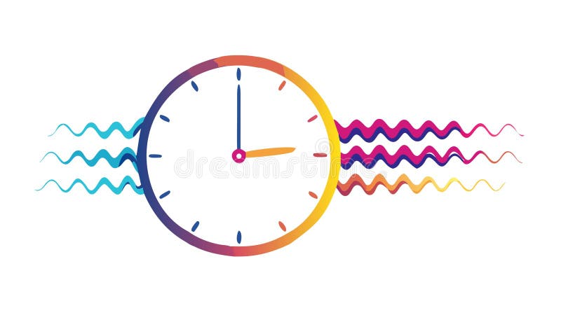 Oscillating Time: Clock with Wavy Motion Lines for Rhythm, Vector ...