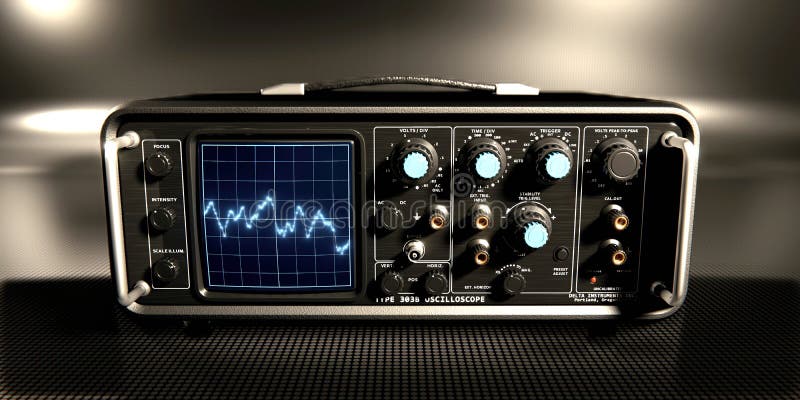 Oscilloscope On Black Metal Table Stock Photo - Image of electrical ...