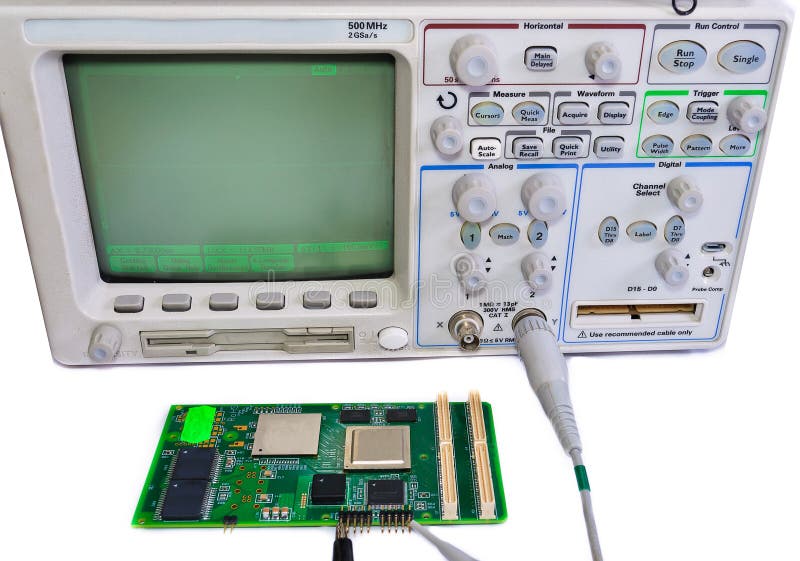 Oscilloscope and the Board on a White Background Stock Image - Image of ...