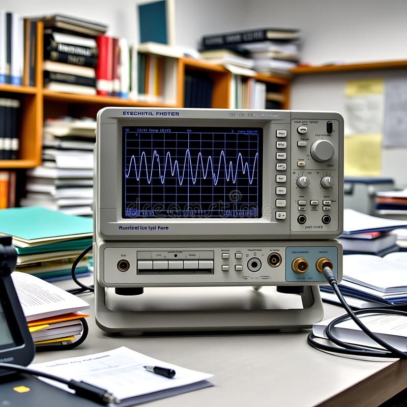 Oscilloscope with a Detailed Waveform on the Screen Placed on a Desk in ...