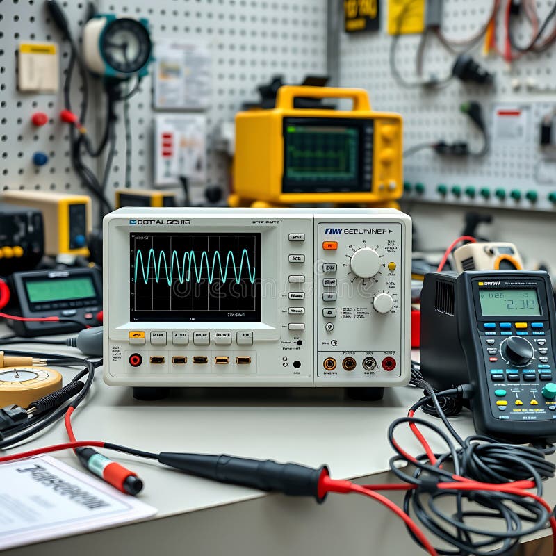 An Oscilloscope with a Waveform Pattern on the Screen Placed on a Test ...