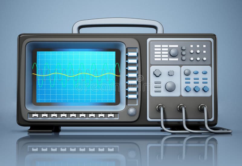 Oscilloskop Auf Blauem Hintergrund 3D-Darstellung Stock Abbildung ...