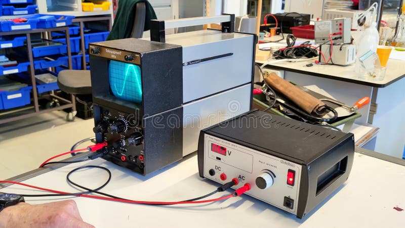 Osciloscope in a Laboratory Stock Photo - Image of voltages, measuring ...