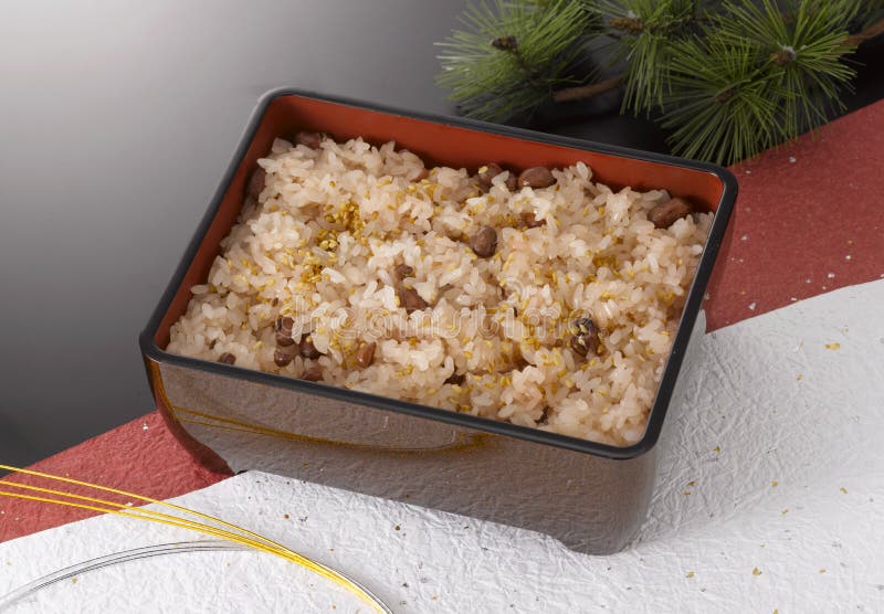 Japanese Cuisine, Cooked Red Bean Rice Also Known As Sekihan in Stock ...