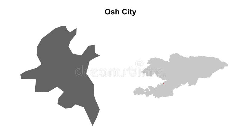 Osh City outline map stock vector. Illustration of blank - 379010216