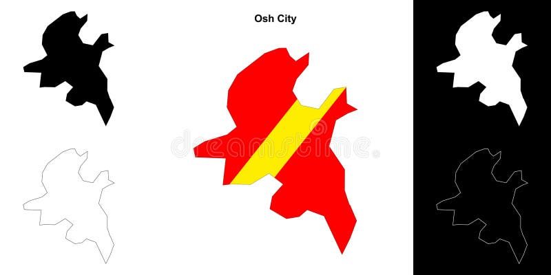 Osh City outline map stock vector. Illustration of region - 324067743