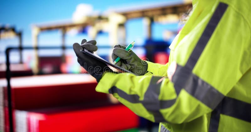 Osha Inspection at Cargo Shiping Site Stock Photo - Image of computer ...