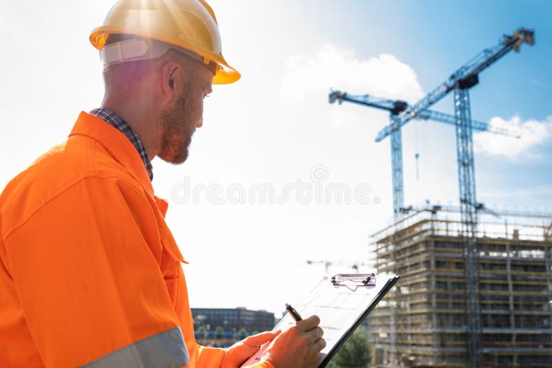 OSHA Inspection Worker at Construction Site Stock Photo - Image of ...