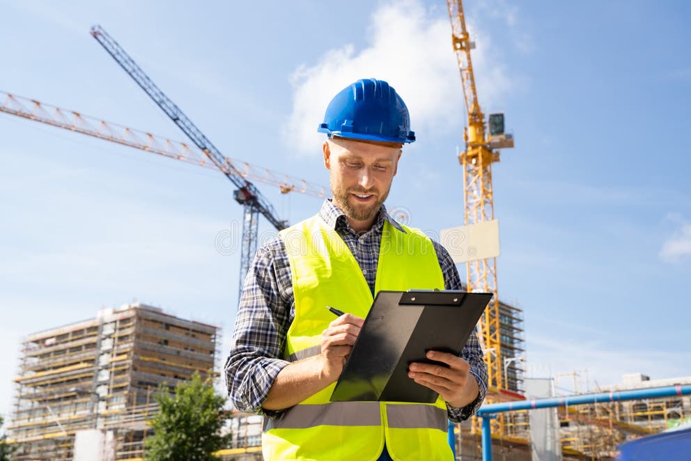 OSHA Inspector at Construction Site Stock Photo - Image of caucasian ...