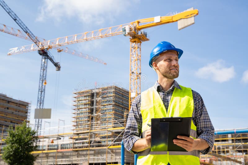 OSHA Inspector at Construction Site Stock Photo - Image of holding ...