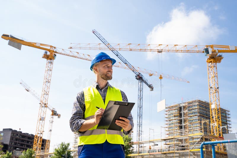 OSHA Inspector at Construction Site Stock Image - Image of worker, male ...