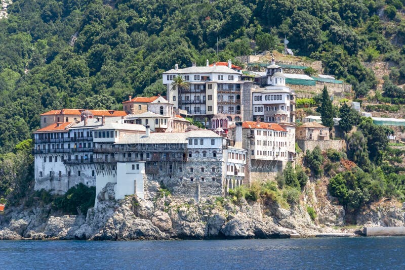 Osiou Gregoriou Monastery in Athos, Chalkidiki, Greece Stock Photo ...