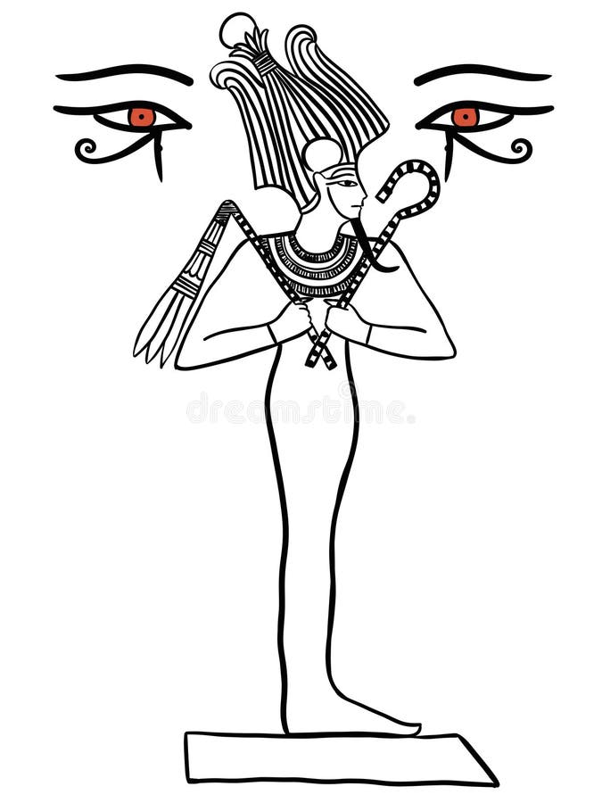 Osiris Egiptian God Illustration Black Line Isolated on White. Stock ...
