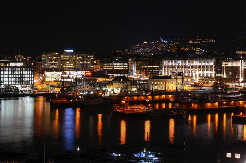 Oslo at night editorial image. Image of scandinavia, oslo - 50351775