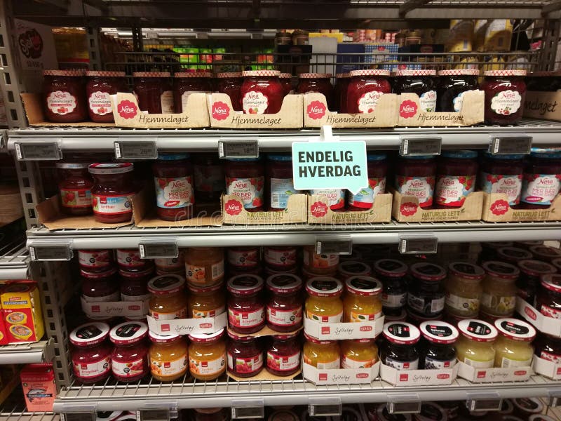 Oslo, Norway. August 27, 2017: Shelf with Different Jam Editorial Stock ...