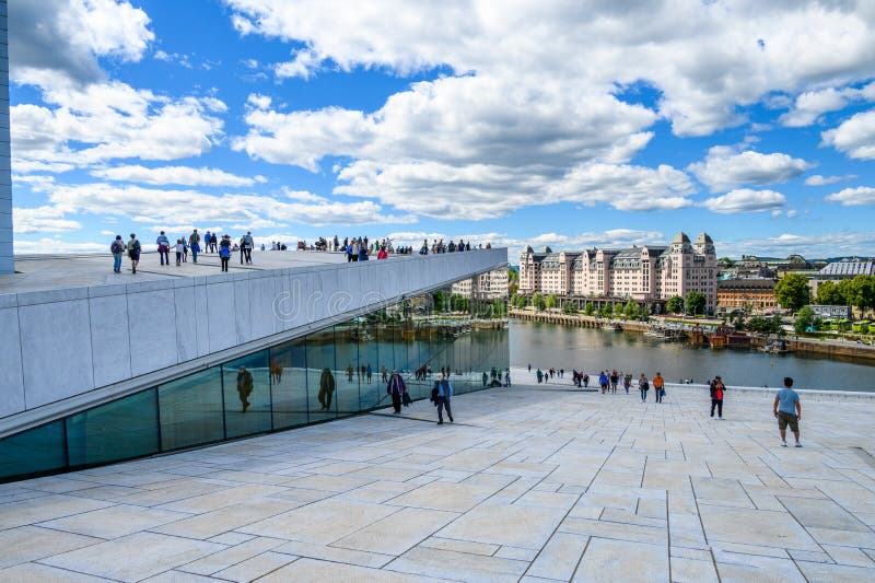 OSLO, NORWAY â€“ JULY 10, 2022: Oslo Waterfront, National Opera House ...