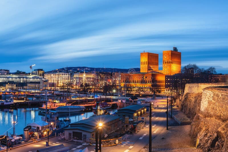 Oslo Norway, Night City Skyline Stock Image - Image of cityscape ...