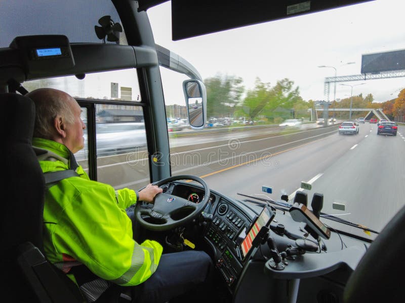 Oslo, Norway - October 20, 2024: a Passenger Bus Driver is Driving ...