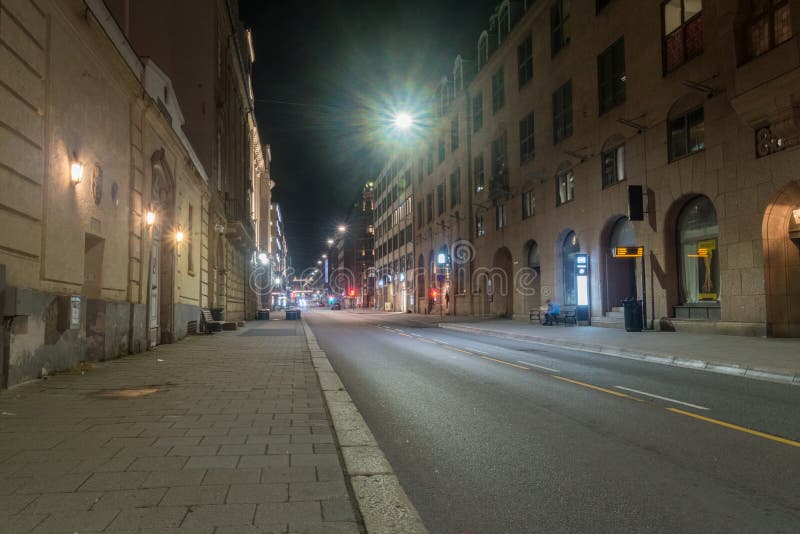 Night View on Street in Downtown of Oslo Editorial Photo - Image of ...