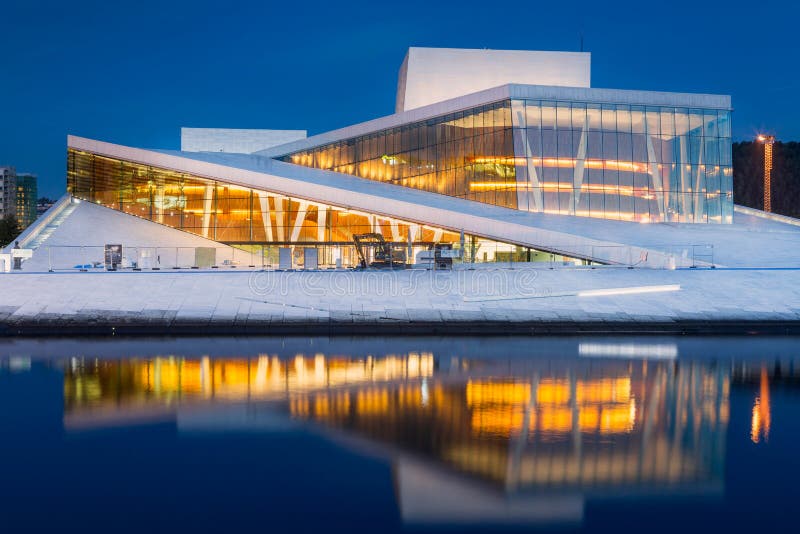 Oslo opera house at night editorial stock image. Image of modern - 62007224