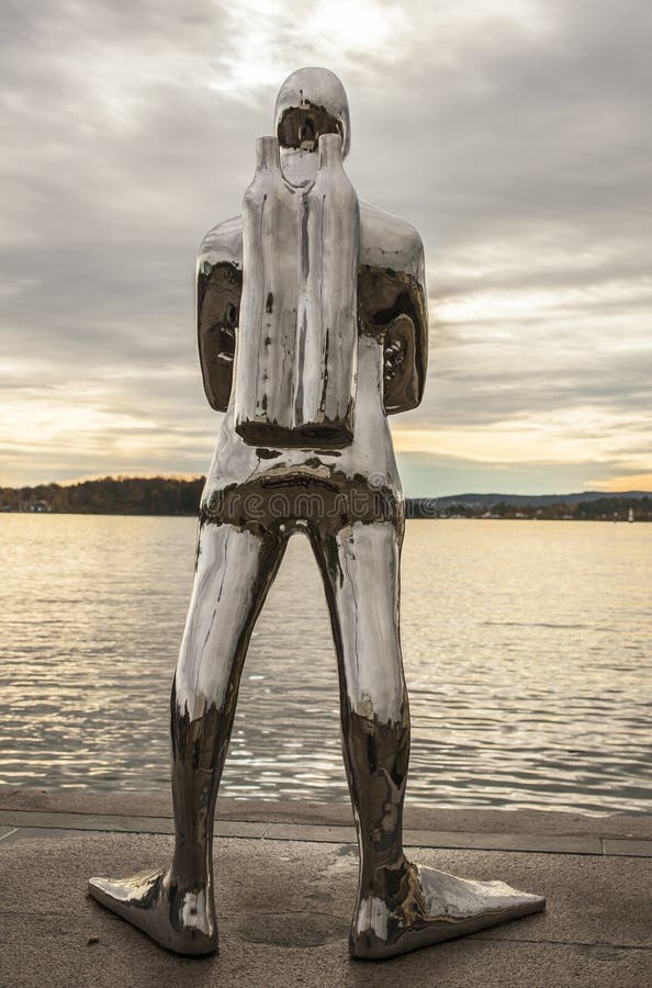 A Statue Of A Diver For Sponges. Stock Image - Image of monument, diver ...