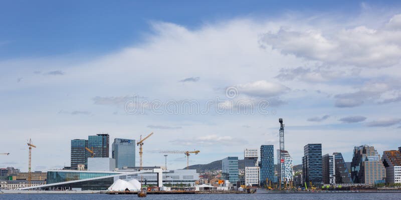 Oslo Skyline, with the Barcode Project in Bjorvika and the Opera ...