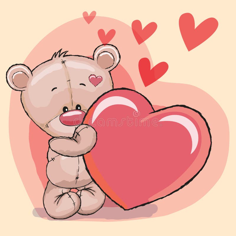 Oso con el corazón ilustración del vector. Ilustración de tarjeta ...