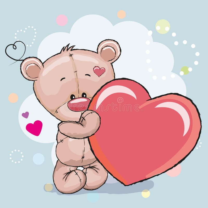 Oso con el corazón ilustración del vector. Ilustración de mariposas ...