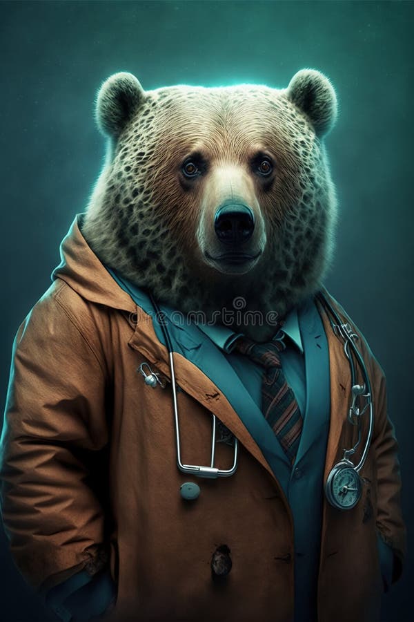 Oso Con Traje Médico. Ai Generativo Stock de ilustración - Ilustración ...