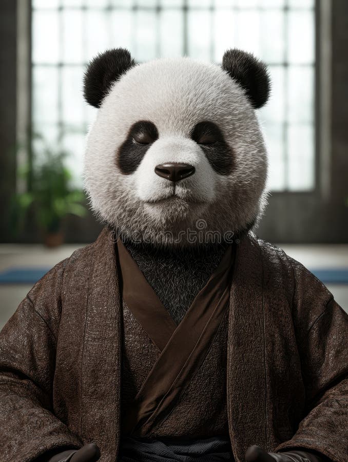 Oso Panda Con Una Bata Japonesa Tradicional Stock de ilustración ...