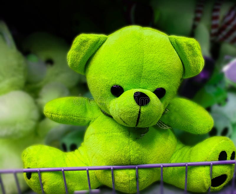 Oso De Peluche Verde Con La Cinta Comprobada Imagen de archivo - Imagen ...