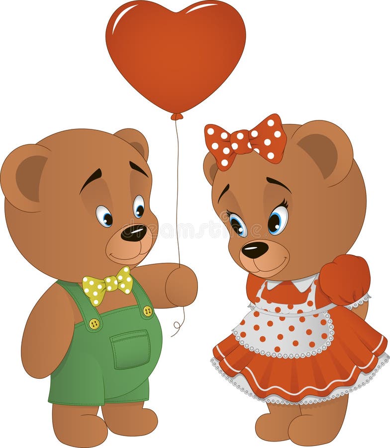 Osos lindos con el corazón ilustración del vector. Ilustración de ...