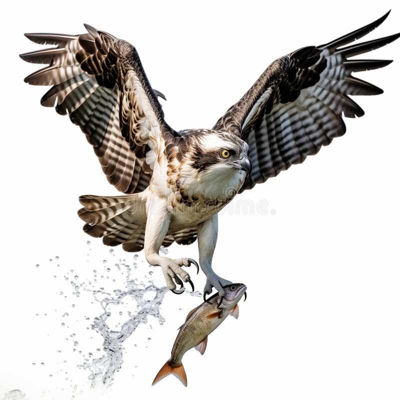 Osprey Catching a Fish Mid-Air with Water Splashing Around Its Talons ...