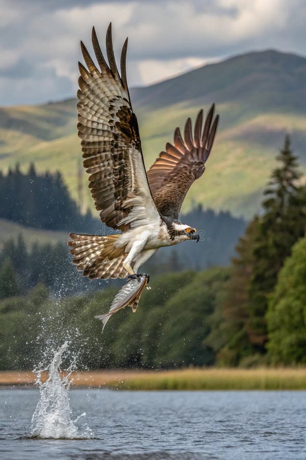 Osprey Catching Fish in Scotland Stock Illustration - Illustration of ...