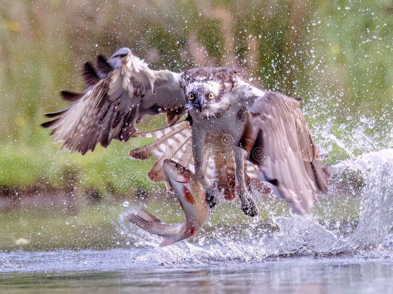 Osprey in Flight with a Fish Over Water. Stock Photo - Image of catch ...