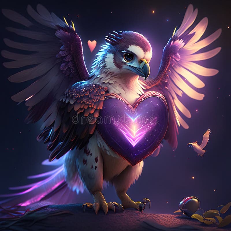 Osprey Hugging Heart 3D Rendering of an Eagle with a Heart in Its Beak ...