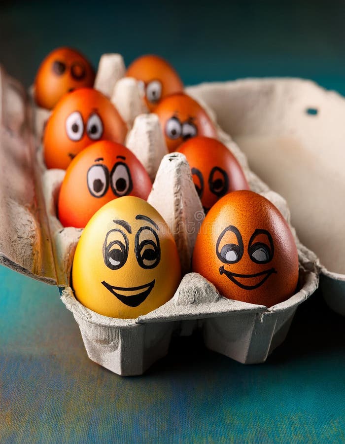 Ostereier Mit Gesichtsausdruck. Eier Mit Unterschiedlichen Gesichtern ...