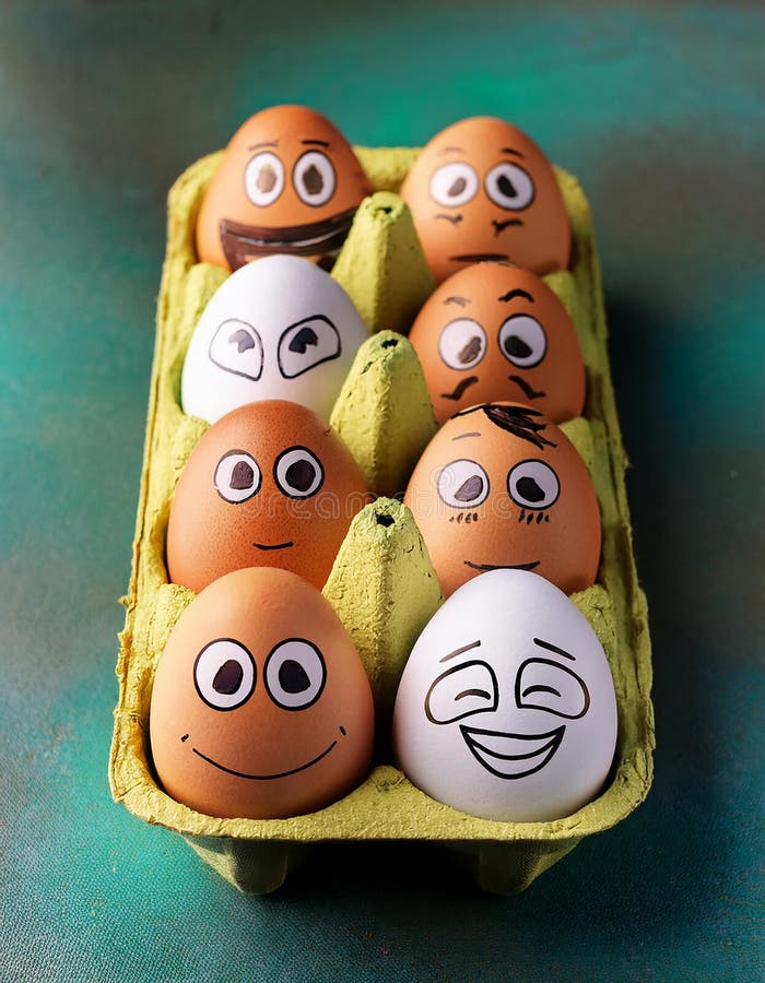 Ostereier Mit Gesichtsausdruck. Eier Mit Unterschiedlichen Gesichtern ...