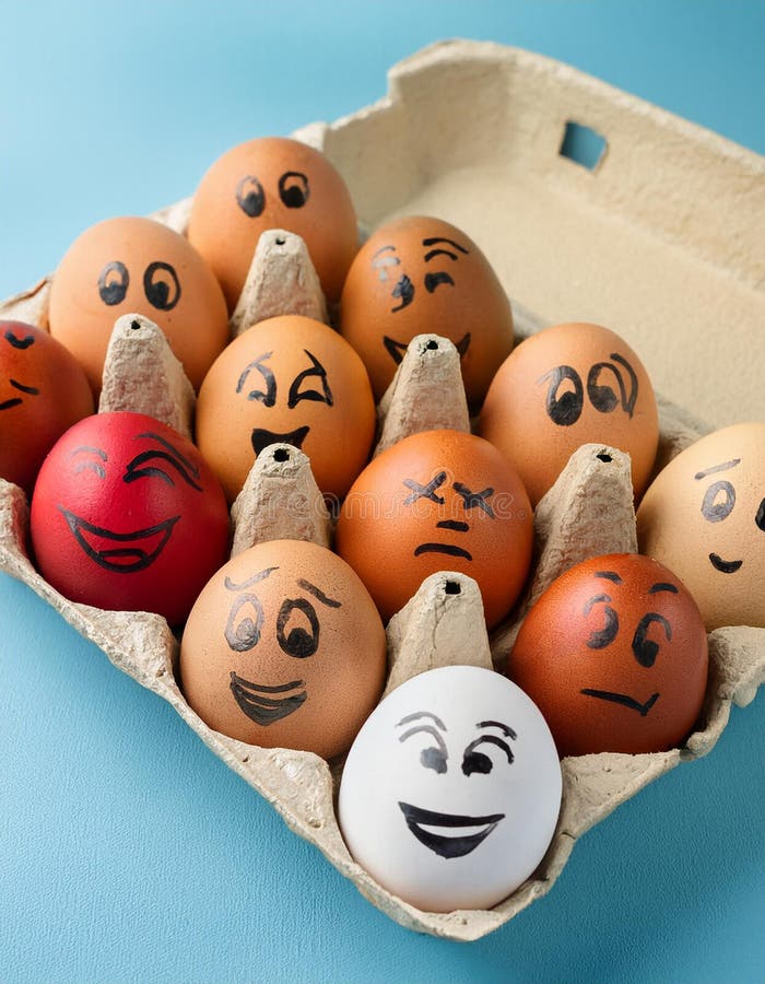 Ostereier Mit Gesichtsausdruck. Eier Mit Unterschiedlichen Gesichtern ...