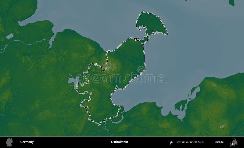 Ostholstein Outlined, Germany. Physical Stock Illustration ...