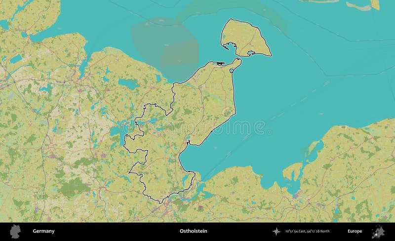 Ostholstein Outlined, Germany. Topographic Humanitarian Stock ...