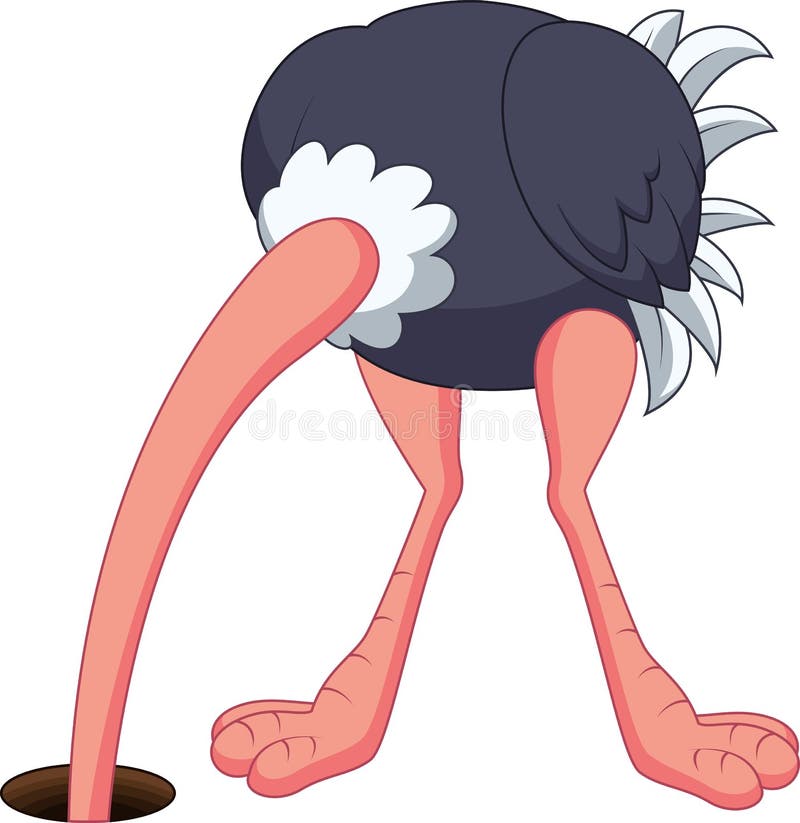 Ostrich Cartoon Hiding Its Head in the Hole Stock Vector - Illustration ...