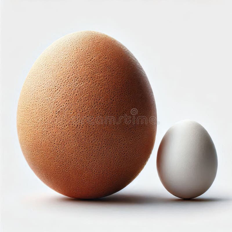 Ostrich Egg and Chicken Egg Side by Side, Isolated on White Background ...