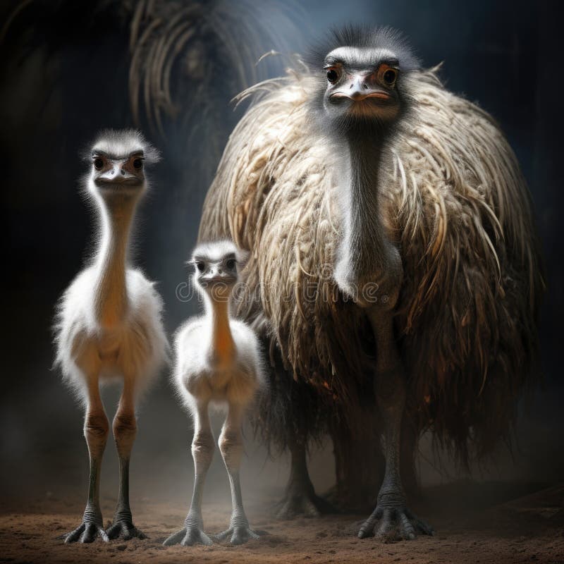 Ostrich and Family in the Zoo Stock Illustration - Illustration of ...