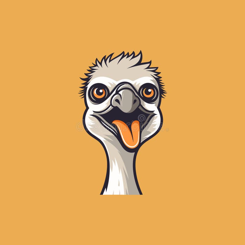 Ostrich. Ostrich Hand-drawn Comic Illustration. Cute Vector Doodle ...