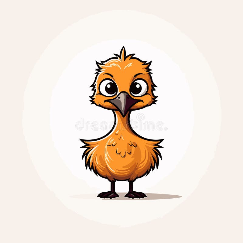 Ostrich. Ostrich Hand-drawn Comic Illustration. Cute Vector Doodle ...