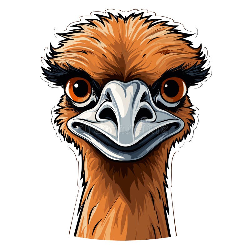 Ostrich. Ostrich Hand-drawn Comic Illustration. Cute Vector Doodle ...