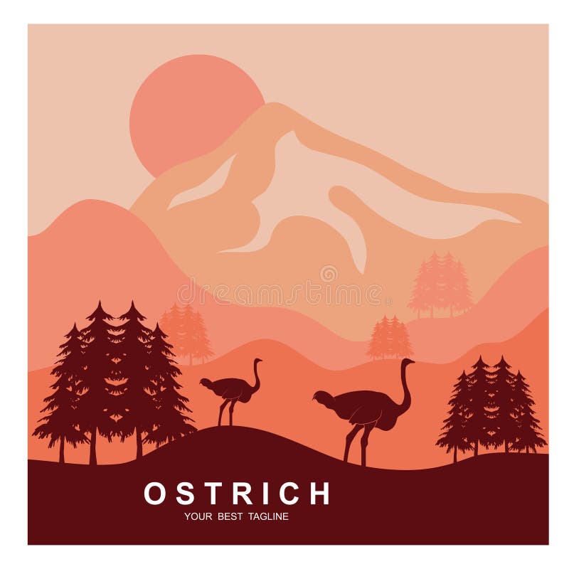 Ostrich Logo Design, Desert Animal Illustration, Living in the Forest ...