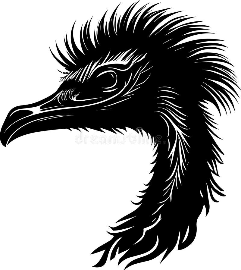Ostrich Mascot Logo Monochrome Design Style Stock Vector - Illustration ...