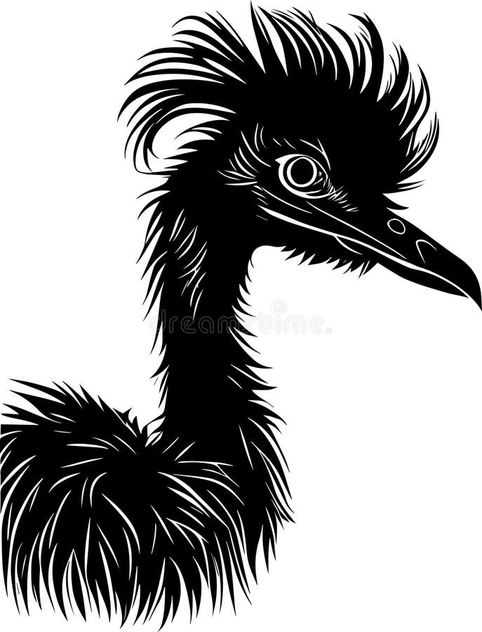 Ostrich Mascot Logo Monochrome Design Style Stock Vector - Illustration ...